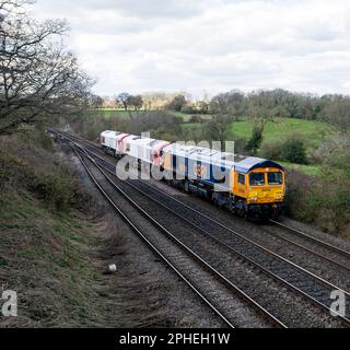 Class 66 diesel locomotives Nos. 66047 "Maritime Intermodal Two" and ...