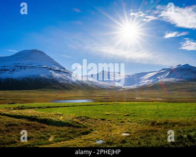 Landscape in the Arneshreppur at bay Trekyllisvik. The Strandir in the ...