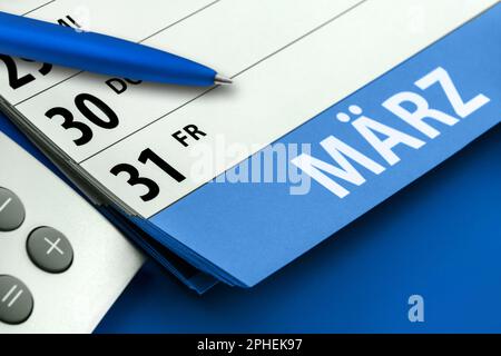 German calendar 2023 March 31 Friday and calculator Thursday Stock ...