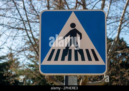 Different traffic signs. pedestrian crossing or zebra crossing Stock ...