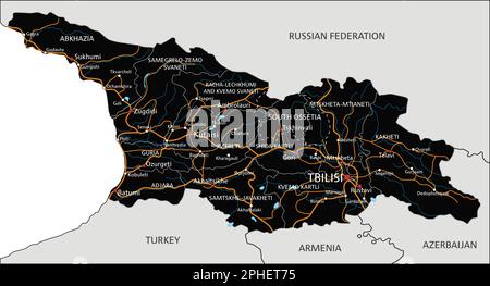 High detailed Georgia road map with labeling Stock Vector Image & Art ...
