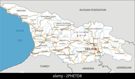 High detailed Georgia road map with labeling Stock Vector Image & Art ...