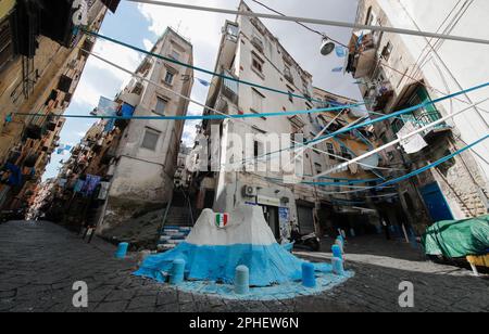 Naples, Italy. 21st Mar, 2023. A mock volcano Vesuvius with the colors ...
