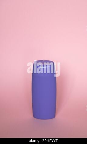 Violet blank unbranded cosmetic plastic bottle for shampoo, gel, lotion ...