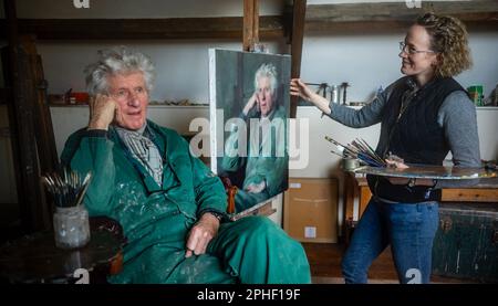 Artist Andrew Festing in his Northumberland studio Stock Photo - Alamy