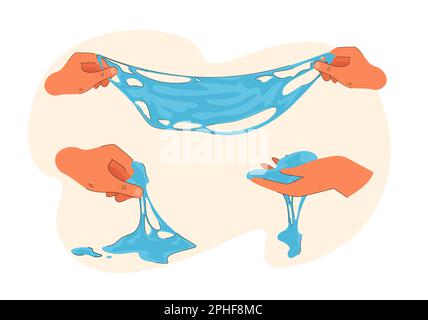 Hand with slime. Cartoon slimy toy, vector illustration isolated on ...