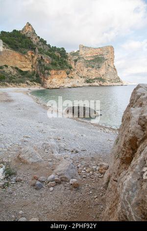 Landscape View at Moraig Cove Beach with Rock; Alicante; Spain Stock ...