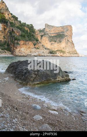 Landscape View at Moraig Cove Beach with Rock; Alicante; Spain Stock ...