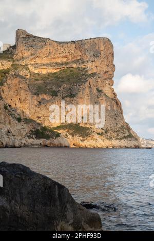 Landscape at Moraig Cove Beach with Cliff; Alicante; Spain Stock Photo ...