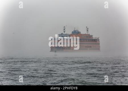 The bright orange Staten Island Ferry John J. Marchi dwarfs other ...