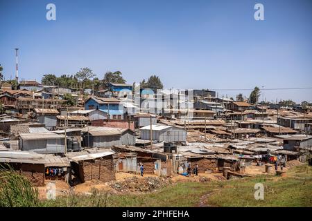 Panoramic view of Kibera slum, Nairobi, Kenya. Kibera is the biggest ...