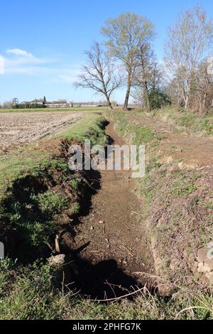 Dry irrigation ditches in the fields Stock Photo - Alamy