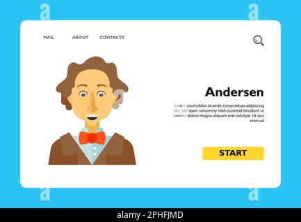 Hans Christian Andersen cartoon character. Vector Illustration. Kids ...