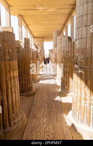 The colonnaded entrance to the Pyramid of Djoser complex at the Saqqara ...