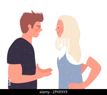 Angry young couple fighting and shouting at each other, people arguing ...