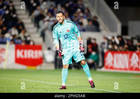 Goalkeeper Camilo Vargas #12 of Colombia clears the ball during the ...