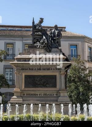 Statue of Isabel La Catolica in Granada, Plaza Isabel La Catolica in ...