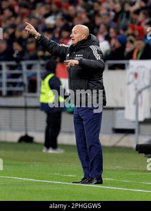 BUDAPEST, HUNGARY - MARCH 27: Marco Rossi, Manager of Hungary instructs ...