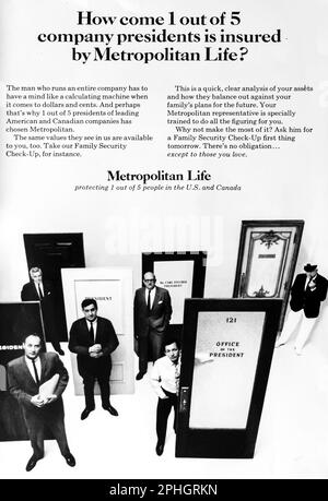 Metropolitan Life insurance advert in a Natgeo magazine July 1968 Stock ...