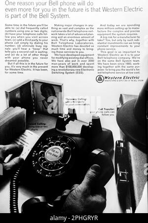 Western Electric phone rates advert in a Natgeo magazine June 1966 ...