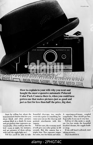Polaroid color pack camera advert in a Natgeo magazine, 1966 Stock ...