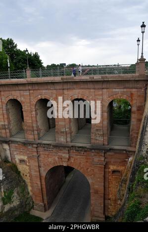 Castle Bridge, was built out of red sandstone in 1735, Luxembourg City ...