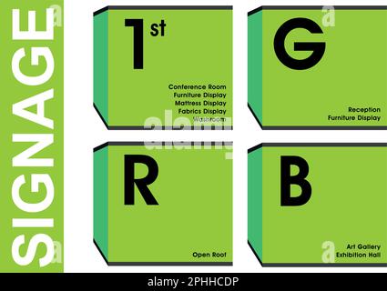 Signage set of direction, wall mounted sign boards template for logo ...