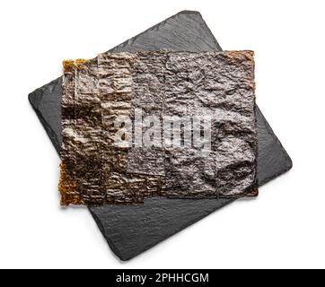 Slate board with natural nori sheets isolated on white background Stock ...
