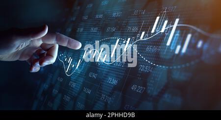 Stock market and exchange, chart moving up and down, index data, market ...