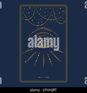 Tarot aesthetic golden card. Third eye tarot design for oracle card ...