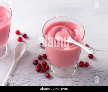 Vegan cranberry mousse with semolina and fresh cranberries Stock Photo ...
