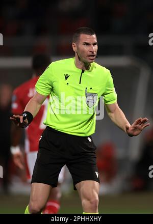 the referee Georgi Kabakov of Bulgaria during European Qualifiers ...