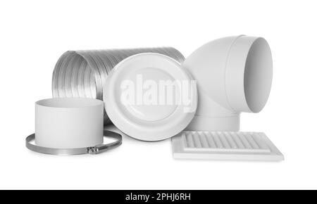 Parts of home ventilation system isolated on white Stock Photo - Alamy