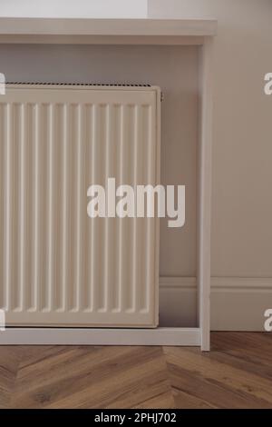 Modern panel radiator on white background. Heating system Stock Photo ...