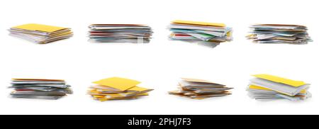 Set of different files with documents on white background. Banner ...