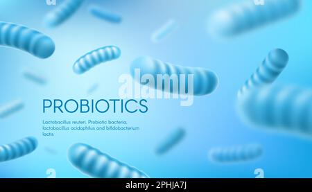Probiotics, live bacteria and microorganisms vector illustration. Good ...