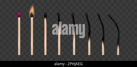 Burning match animation, stages of matchstick ignition from whole new ...