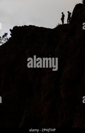 Silhouette of a climber on Mt Arapiles Stock Photo - Alamy