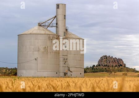 Silos and Mitre Rock at Mt Arapiles Stock Photo - Alamy