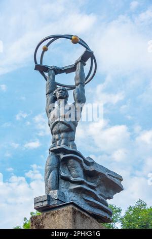Statue of peaceful atom in Estonian town SillamГ¤e Stock Photo - Alamy