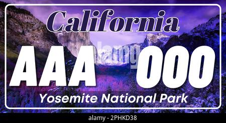 Vehicle license plates marking in California in United States of ...