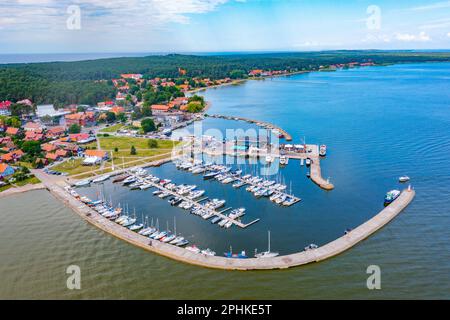 Aerial view of Nida a resort town in the administrative centre of ...