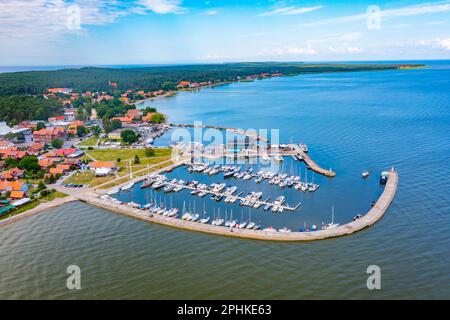Aerial view of Nida a resort town in the administrative centre of ...