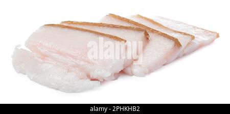Slices of pork fatback on white background Stock Photo - Alamy