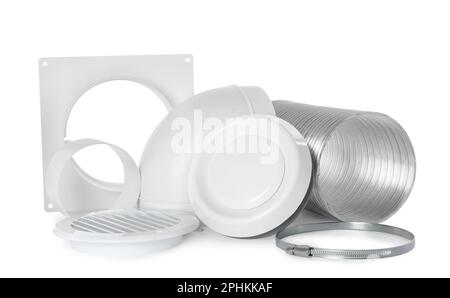 Parts of home ventilation system isolated on white Stock Photo - Alamy
