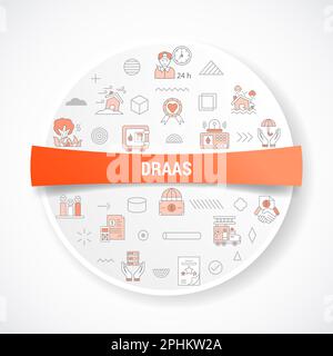 draas disaster recovery as a service concept with icon set with big ...