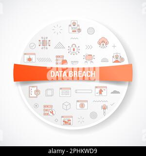 data breach concept with icon set with big word or text on center ...