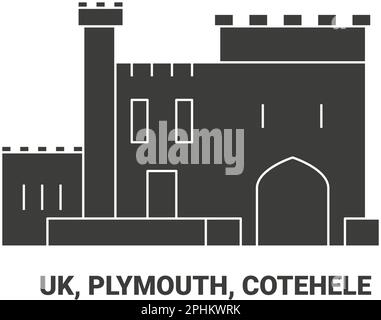England, Plymouth, Cotehele, travel landmark vector illustration Stock ...