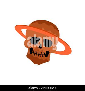 Skull planet. Skeleton head and ring of jupiter Stock Vector Image ...