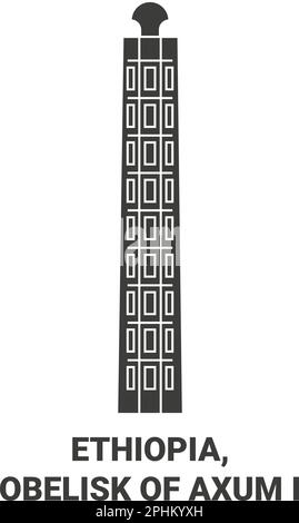 Ethiopia, Obelisk Of Axum I travel landmark vector illustration Stock ...